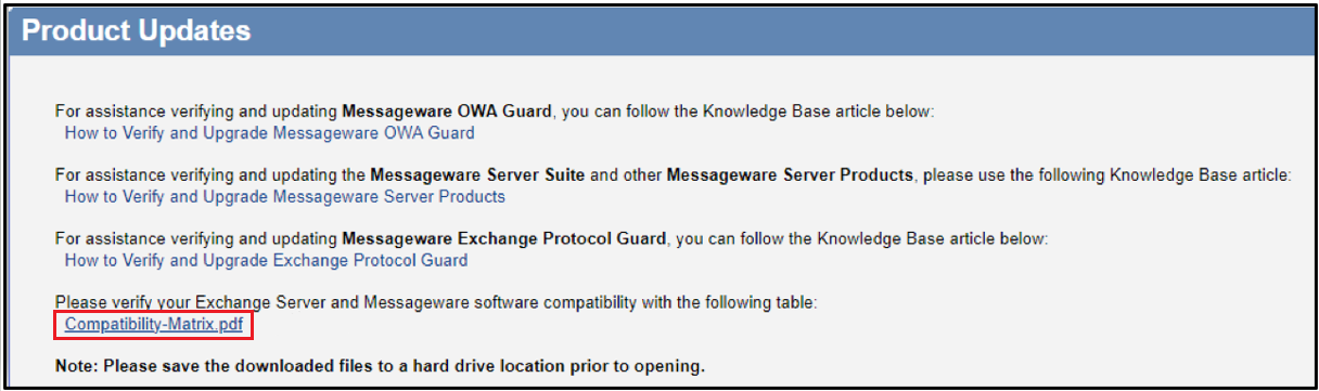 Messageware Compatibility Matrix